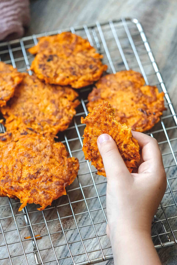 Sweet Potato Fritters For Babies & Toddlers - ThrivingNest