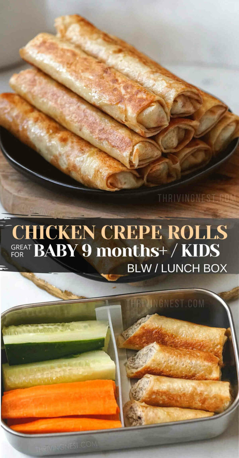 Chicken & Mushroom Crepe Rolls - Kid & Baby Friendly - ThrivingNest